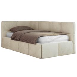 JUGENDBETT ARVO 90/200 - Beige Velvet - Foam-Matratze - Links Seite