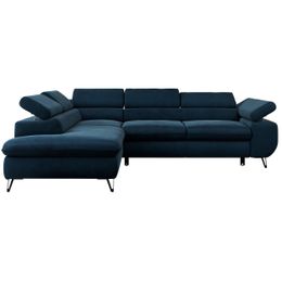 ECKSOFA PETER L Dunkelblau Velvet - Links Seite