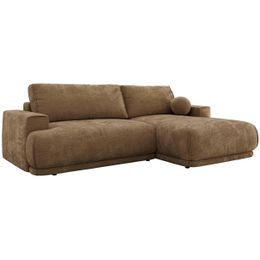 ECKSCHLAFSOFA RINA L Braun Schenille glatt - rechts