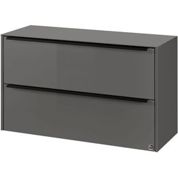 Lowboard "reno-Dielen", anthrazit matt lack, glas anthrazit glanz, B:72cm H:44cm T:32cm, Glas, Holzwerkstoff, SET ONE BY Musterring, Sideboards, Lowboard, Mit 2 Schubk&auml;sten und Glasfronten in 2 Farben, B72 x H44 x T32 cm