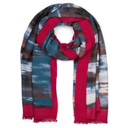 Schal styleBREAKER "Plissierter Schal mit Pinselstrich Muster", Damen, rot (bordeaux, petrol, blau), Obermaterial: 100% Polyester PES., Modisch, Modet&uuml;cher Schal