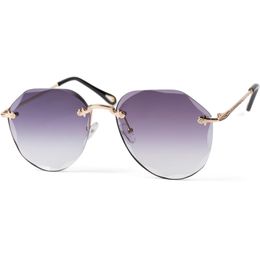 Pilotenbrille styleBREAKER "Rahmenlose Piloten Sonnenbrille mit Diamant Schliff", Damen, grau (gestell gold, glas grau verlauf), Modisch, Sonnenbrillen