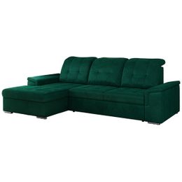 ECKSOFA MADRITO L - DunkelGr&uuml;n Velorus - Links