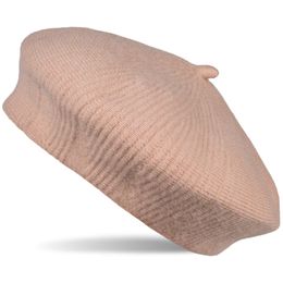 Baskenm&uuml;tze styleBREAKER "Feinstrick Baskenm&uuml;tze mit Streifen Muster", Damen, rosa (altrose), Obermaterial: 100% Polyacryl PAN., Modisch, M&uuml;tzen