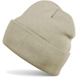 Strickm&uuml;tze styleBREAKER "Winter Strickm&uuml;tze mit Krempe", Damen, beige, Obermaterial: 100% Polyacryl PAN., Modisch, M&uuml;tzen Strickm&uuml;tze