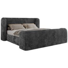 POLSTERBETT EMORA CLASSIC DUO 140/200 - Grau Cord - Pocket-Matratze