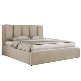 POLSTERBETT SAVINO CLASSIC 140/200 - Beige Velvet - Schaum-Matratze