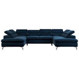 WOHNLANDSCHAFT PETER U Velvet Dunkelblau