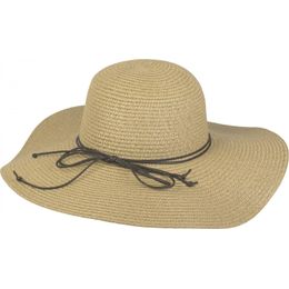 Sonnenhut styleBREAKER "Floppy Sonnenhut mit schmalem Zierband und Schleife", Damen, braun (hellbraun), Obermaterial: 100% Papierstroh PAS., Modisch, H&uuml;te