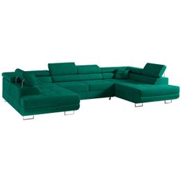 WOHNLANDSCHAFT GUSTAW U Gr&uuml;n Velvet