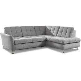 Ecksofa DIE PLANBAR "MP-IN20016 L-Form mit Federkern-Polsterung", silber, B:242cm H:87cm T:116cm, 100% Polyester, Sofas, Ecksofa, wahlweise mit Kopfst&uuml;tzen und Bettfunktion, mit Federkern-Polsterung