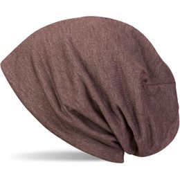 Beanie styleBREAKER "Uni Slouch Beanie M&uuml;tze", Herren, braun (dunkelbraun meliert), Obermaterial: 65% Baumwolle CO. 35% Polyester PES., Modisch, M&uuml;tzen Beanie