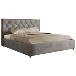 POLSTERBETT LARINO CLASSIC 200/200 - Hellgrau Velvet - Schaum-Matratze