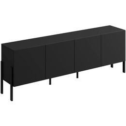 Kommode OTTO HOME "Jukon,Breite 200 cm, moderne grifflose Kommode,4 T&uuml;ren", schwarz, B:200cm H:70cm T:40cm, Sideboards, Kommode, Sideboard, Anrichte viel Stauraum, push-to-open-Funktion