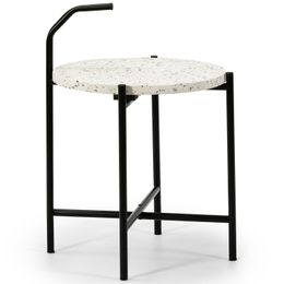 BEISTELLTISCH Yala, wei&szlig;er Terrazzo