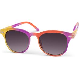 Wayfarer styleBREAKER "Kinder Nerd Sonnenbrille in Regenbogen Farben", Jungen, grau (gestell gelb, pink, orange, glas grau verlauf), Modisch, Sonnenbrillen