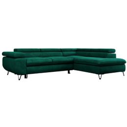 ECKSOFA PEDRO L Dunkelgr&uuml;n Velvet - Rechts Seite