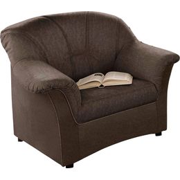 Sessel DOMO collection "FLORES 92x82 cm, hochwertig & besonders komfortabel", braun (braun, dunkelbraun), B:92cm H:86cm T:82cm, NaturLEDER (echtes Rindsleder) in Sitz und R&uuml;cken. Korpus in passendem Kunstleder SOFTLUX bezogen;Microfaser PRIMABELLE (100% Polyester) / Struktur ( 100% Polyester );NaturLEDER: Bitte beachten Sie, dass Lederbez&uuml;ge mehr N&auml;hte aufweisen als Stoffbez&uuml;ge.;Kunstleder SOFTLUX