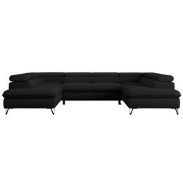 WOHNLANDSCHAFT PEDRO U Boucle Schwarz