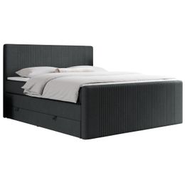 BOXSPRINGBETT KING DOREN 180/200 Dunkelgrau Struktur - H4