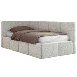 JUGENDBETT ARVO 90/200 - Hellgrau Strukture - ohne Matratze - Links Seite