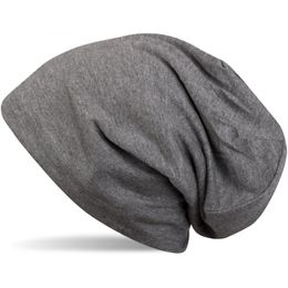 Beanie styleBREAKER "Unifarbene Beanie M&uuml;tze mit Fleece", Herren, grau (dunkelgrau meliert), 50% Viskose CV. 50% Polyester PES., Modisch, M&uuml;tzen Beanie