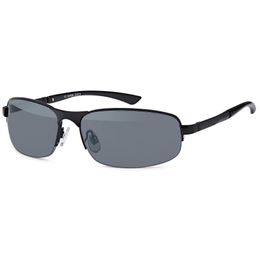 Sonnenbrille styleBREAKER "Sonnenbrille Halbrand mit Rechteckigen Gl&auml;sern", Damen, grau (gestell schwarz, glas grau get&ouml;nt), Modisch, Sonnenbrillen Sonnenbrille