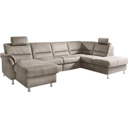 Wohnlandschaft DIE PLANBAR "ZE-EM16033 U-Form, Breite 316 cm", deluxe alu, B:316cm T:203cm, 100% Polyester, Sofas, Wohnlandschaft, wahlweise mit Kopfst&uuml;tzen und echt bezogenem R&uuml;cken