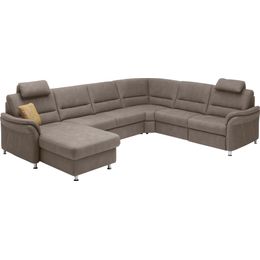 Wohnlandschaft DIE PLANBAR "ZE-EM16033 U-Form, Breite 330 cm", mammut nougat, B:330cm T:262cm, 100% Polyester, Sofas, Wohnlandschaft, wahlweise mit Kopfst&uuml;tzen und Bettfunktion