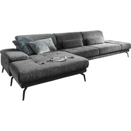 Ecksofa DIE PLANBAR "MP-IN20126 L-Form mit Federkern-Polsterung", grau (anthrazit), B:328cm H:82cm T:190cm, 100% Polyester, Sofas, Ecksofa, mit Kopfteilverstellung, optional Sitztiefen- & Armteilverstellung