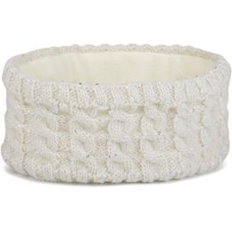 Stirnband styleBREAKER "Strick Stirnband Zopfmuster Pailletten", Damen, wei&szlig; (creme), Obermaterial: 100% Viskose CV., Modisch, M&uuml;tzen Stirnband
