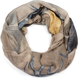 Loop styleBREAKER "Loop Schal mit Hirsch Print", Damen, beige (beige, blau), Obermaterial: 80% Viskose CV. 20% Baumwolle CO., Modisch, Modet&uuml;cher Loop
