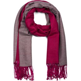 Schal styleBREAKER "2-Farbiger Schal mit Fransen", Damen, lila (himbeer, dunkelgrau), Obermaterial: 70% Viskose CV. 30% Wolle WO., Modisch, Modet&uuml;cher Schal