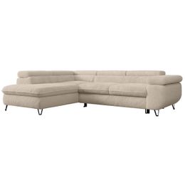 ECKSOFA PEDRO L Ecru Pl&uuml;sch - Links Seite
