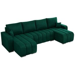 WOHNLANDSCHAFT KIRASSO U Dunkelgr&uuml;n Velvet