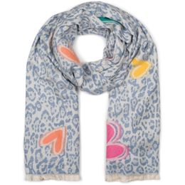 XXL-Schal styleBREAKER "Schal mit Leoparden Herz Muster", Damen, blau, Obermaterial: 100% Viskose CV., Modisch, Modet&uuml;cher