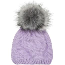 Bommelm&uuml;tze styleBREAKER "Einfarbige Strick Bommelm&uuml;tze mit Thermo-Fleece", Damen, lila (flieder), 75% Polyacryl PAN. 15% Polyamid PA. 10% Wolle WO., Modisch, M&uuml;tzen