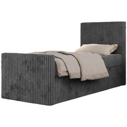 JUGENDBETT TILIO DUO 90/200 - Grau Cord - H3 - Rechts Seite