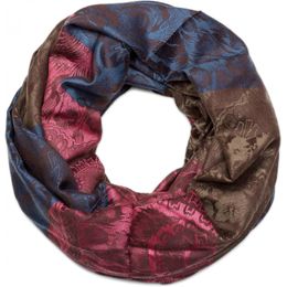 Loop styleBREAKER "Loop mit Hibiskus Bl&uuml;ten und Paisley Muster", Damen, blau (blau, braun, pink), Obermaterial: 100% Viskose CV., Modisch, Modet&uuml;cher Loop