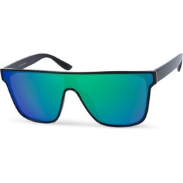 Monoscheibensonnenbrille styleBREAKER "Monoglas Shield Sonnenbrille", Damen, gr&uuml;n (gestell schwarz, glas gr&uuml;n, blau verspiegelt), Modisch, Sonnenbrillen