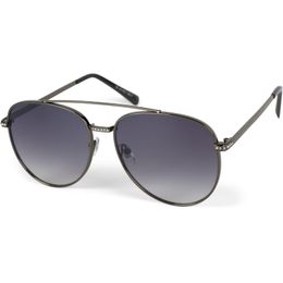 Pilotenbrille styleBREAKER "Piloten Sonnenbrille mit Strass", Damen, grau (gestell anthrazit, glas grau verlauf), Modisch, Sonnenbrillen