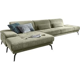 Ecksofa DIE PLANBAR "MP-IN20126 L-Form mit Federkern-Polsterung", gr&uuml;n, B:328cm H:82cm T:190cm, 100% Polyester, Sofas, Ecksofa, mit Kopfteilverstellung, optional Sitztiefen- & Armteilverstellung