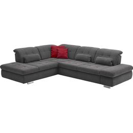 Ecksofa DIE PLANBAR "MP-IN17004 L-Form, Breite 323 cm, wahlweise weitere Funktionen", grau (anthrazit), B:323cm H:84cm T:124cm, 100% Polyester, Sofas, Ecksofa, Federkern-Polsterung, inkl. Sitztiefenverstellung