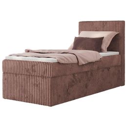 BOXBETT TILIANO 90/200 - Rosa Cord - H3 - Visco Topper - Rechts