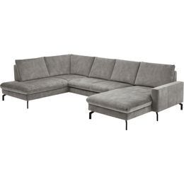 Wohnlandschaft DIE PLANBAR "ZE-EM20028 U-Form, Breite 332 cm", amira silber, B:332cm T:220cm, 100% Polyester, Sofas, Wohnlandschaft, wahlweise mit Kopfst&uuml;tzen und Sitztiefenverstellung