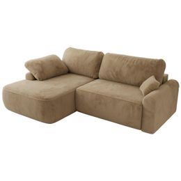 ECKSCHLAFSOFA CUBO L Beige Pl&uuml;sch - links