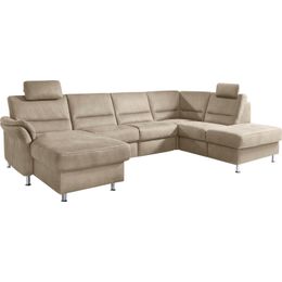 Wohnlandschaft DIE PLANBAR "ZE-EM16033 U-Form, Breite 316 cm", deluxe mandel, B:316cm T:203cm, 100% Polyester, Sofas, Wohnlandschaft, wahlweise mit Kopfst&uuml;tzen und echt bezogenem R&uuml;cken