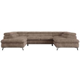 WOHNLANDSCHAFT PEDRO U Cord Braun