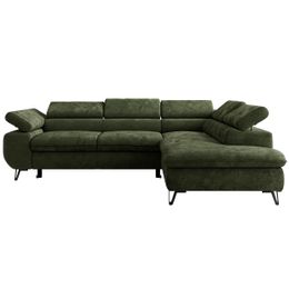 ECKSOFA PABLO L Dunkelgr&uuml;n Schenille glatt - Rechts Seite