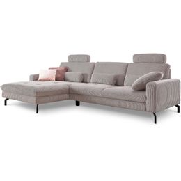 Ecksofa DIE PLANBAR "MP-IN20110 L-Form mit Federkern-Polsterung", rosa (rose), B:302cm H:87cm T:178cm, 100% Polyester, Sofas, Ecksofa, optional mit Funktionen erh&auml;ltlich